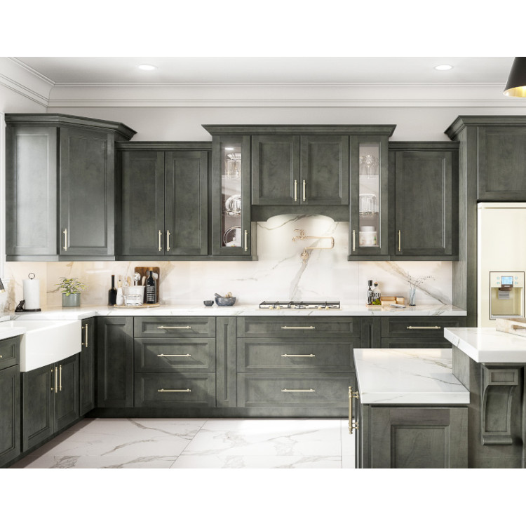 Gray Stained Kitchen Cabinets - Dark Grey Kitchen Cabinets | Shop ...